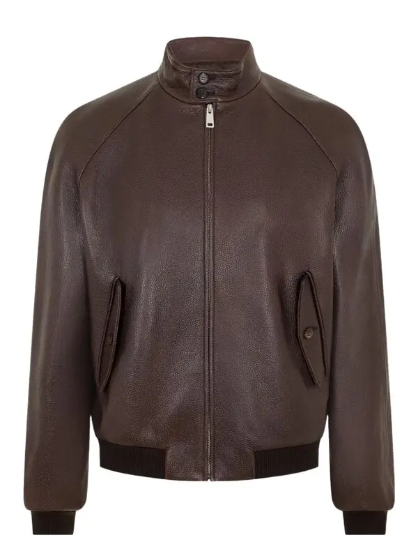 Prada Leather Bomber Jacket - Brown