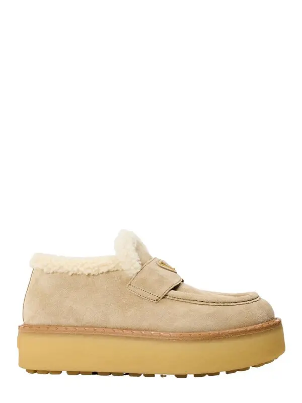 Prada Platform Suede Loafers - Nude