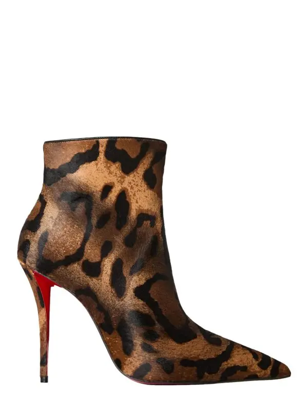 CHRISTIAN LOUBOUTIN Leopard Print Calf Hair Ankle Boots - Black