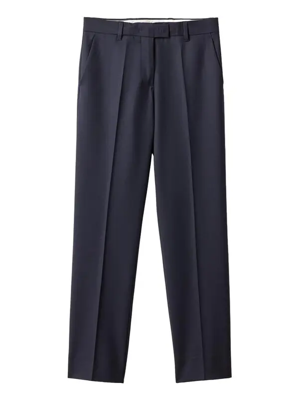 Miu Miu Logo-patch Tailored Trousers - Navy Blue