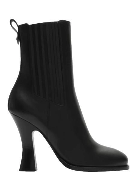 Burberry Leather Pillar Ankle Boots - Black