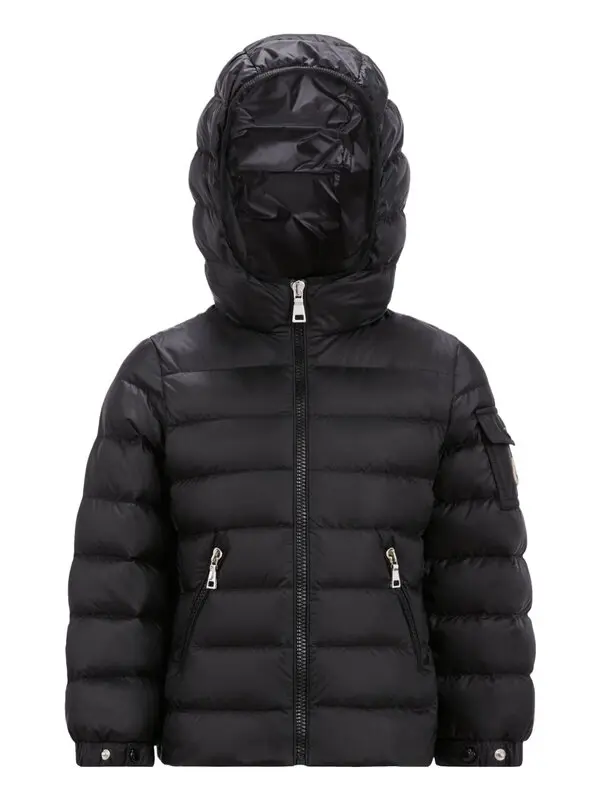 Moncler Hooded Down Jacket With Quilted Design - Black