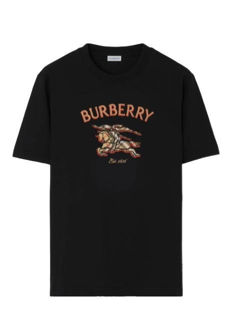 Burberry Knight Check Cotton T-shirt - Black