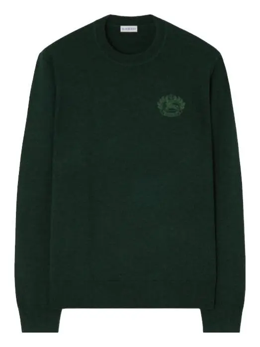 Burberry Wool Sweater With Knight Logo Embroidery - Deep Forest Green