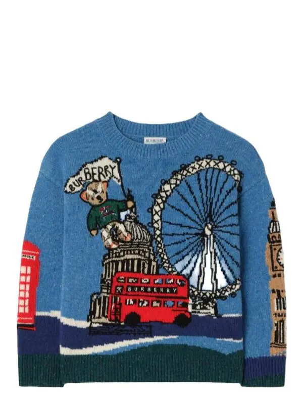 Burberry London Bear Wool Blend Sweater - Sky-blue