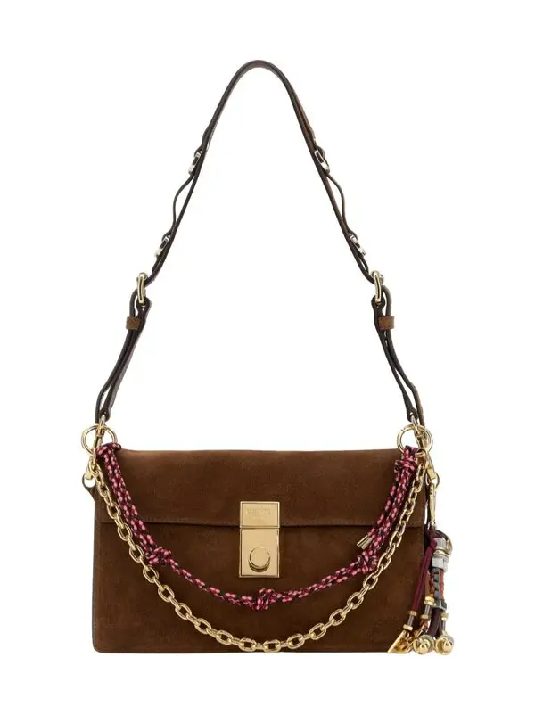 Prada Soft Sound Small Suede Shoulder Bag - Brown