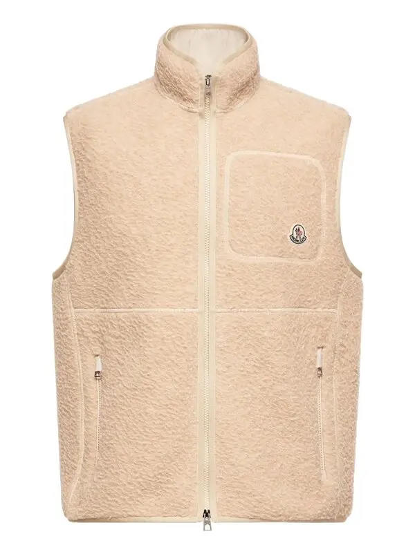 Moncler Logo Patch Knit Gilet - Light Beige
