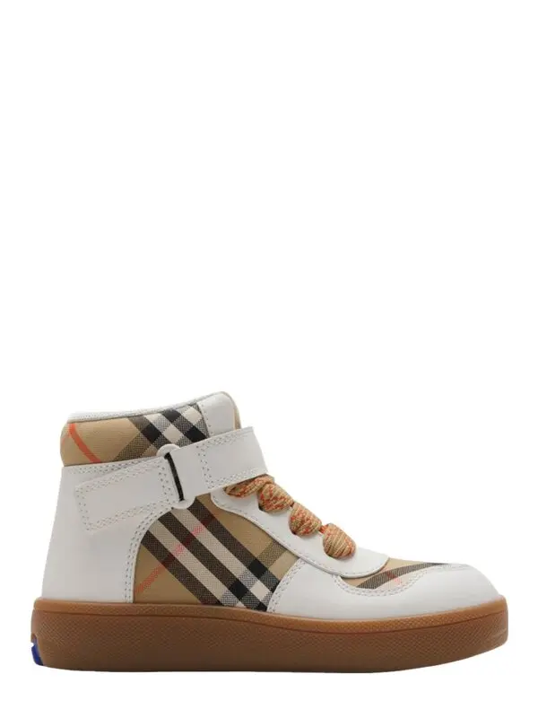 Burberry Checked Leather High-top Sneakers - Sand