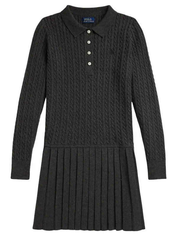 Polo Ralph Lauren Cable-knit Pleated Dress - Black