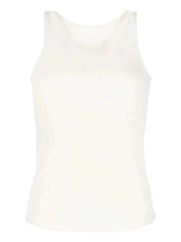LOW CLASSIC Sleeveless Fleece Knit Top - White
