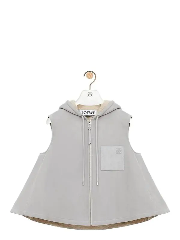 Loewe Hooded Shearling Vest - Lightly Mixed Ash