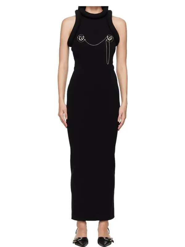 JEAN PAUL GAULTIER 3d-knit Maxi Dress With Detachable Embellishment - Black