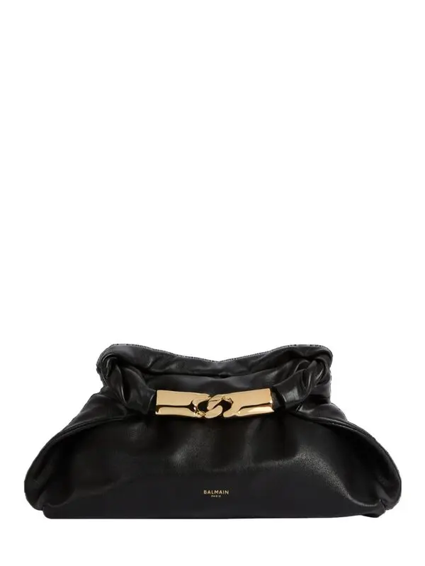 Balmain Dinner At 8" Small Bag In Smooth Leather - Black