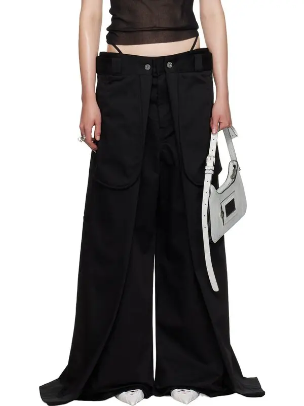 JEAN PAUL GAULTIER Layered Low-rise Casual Pants - Black