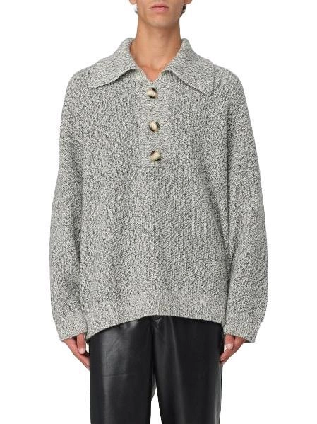 Nanushka Mélange Wool-blend Polo Top - Gray