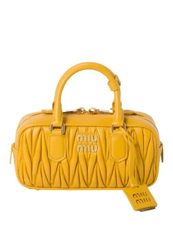 Miu Miu Arcadie Matelassé Nappa Leather Bag - Yellow