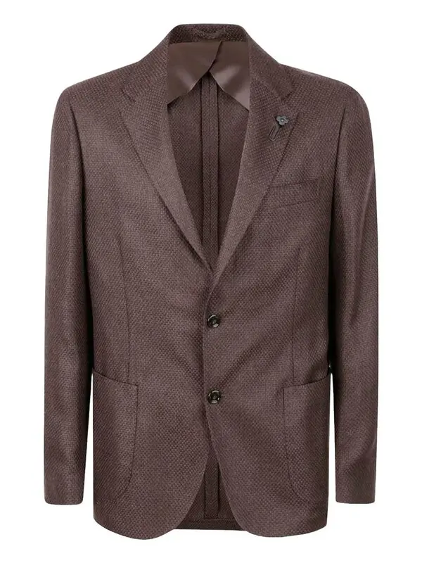LARDINI Panama-textured Two-button Blazer - Brown