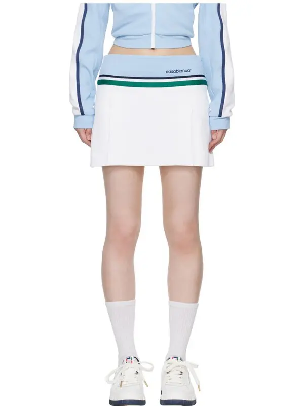 Casablanca Piqué-weave Skirt With Logo Detailing - Blue/white