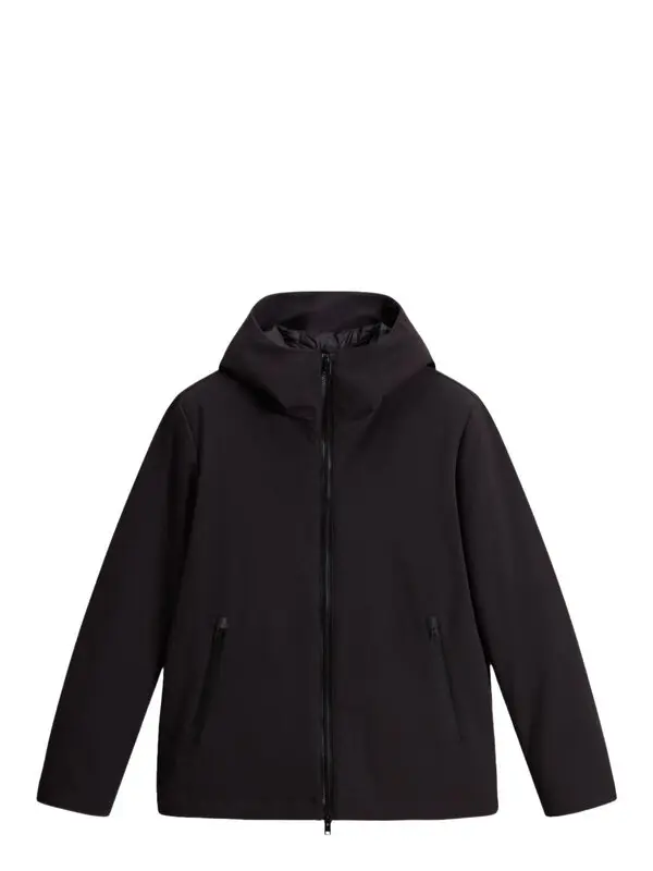 Woolrich Softshell Jacket With Hood And Zip Fastening - Black