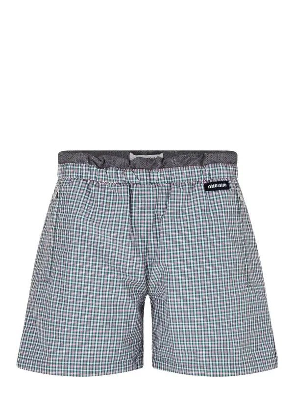 Miu Miu Checked Tailored Shorts - Gray