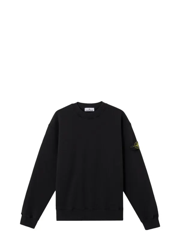 Stone Island Logo Patch Crewneck Sweatshirt - Black