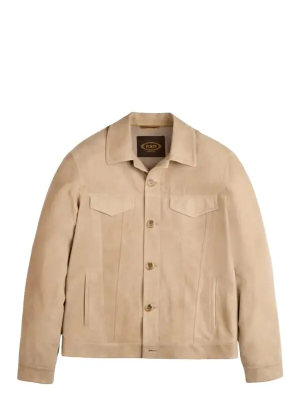 TOD'S Long-sleeved Leather Jacket - Light Brown