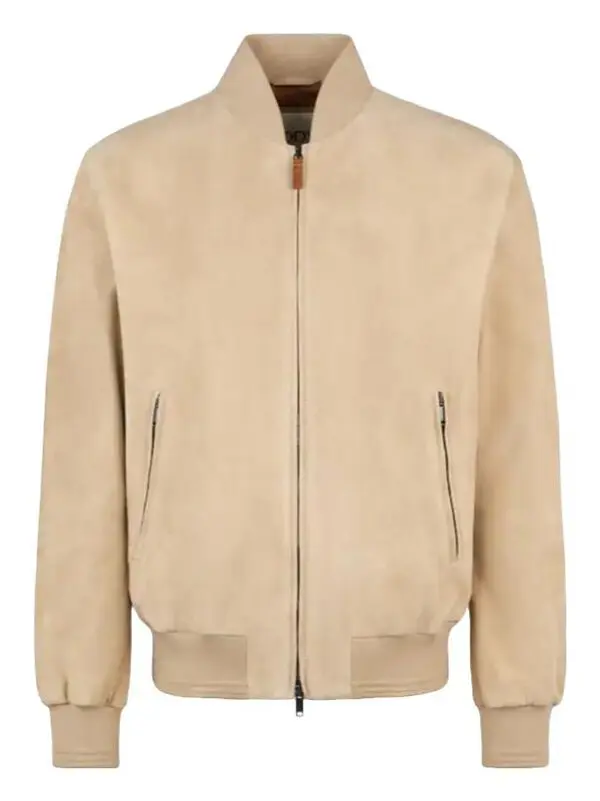TOD'S Suede Bomber Jacket - Beige