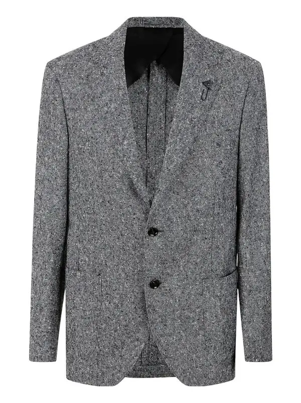 LARDINI Textured Two-button Blazer - Gray