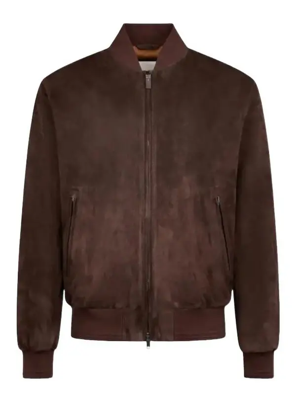 TOD'S Suede Bomber Jacket - Brown