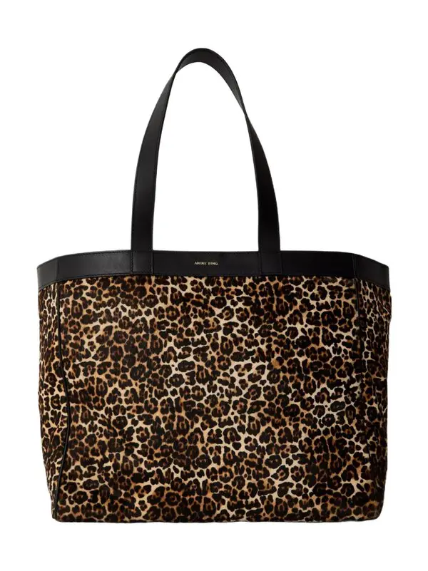 ANINE BING Medium Rio Leopard Print Tote - Black