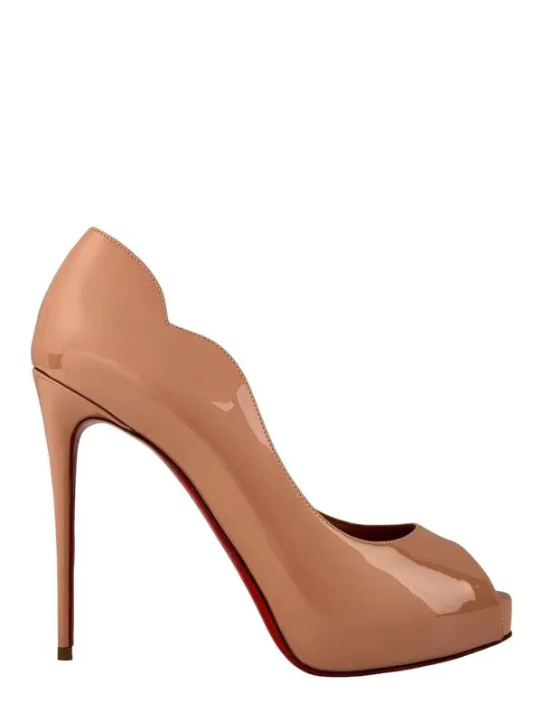 CHRISTIAN LOUBOUTIN Alta Hot Chick Patent Leather Peep-toe Pumps - Brown