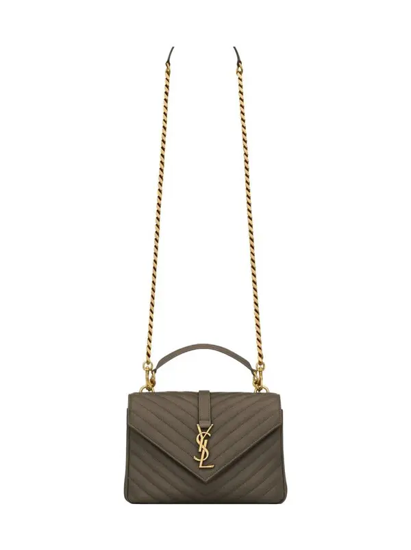 Saint Laurent College Medium Quilted Leather Shoulder Bag - Light Musk