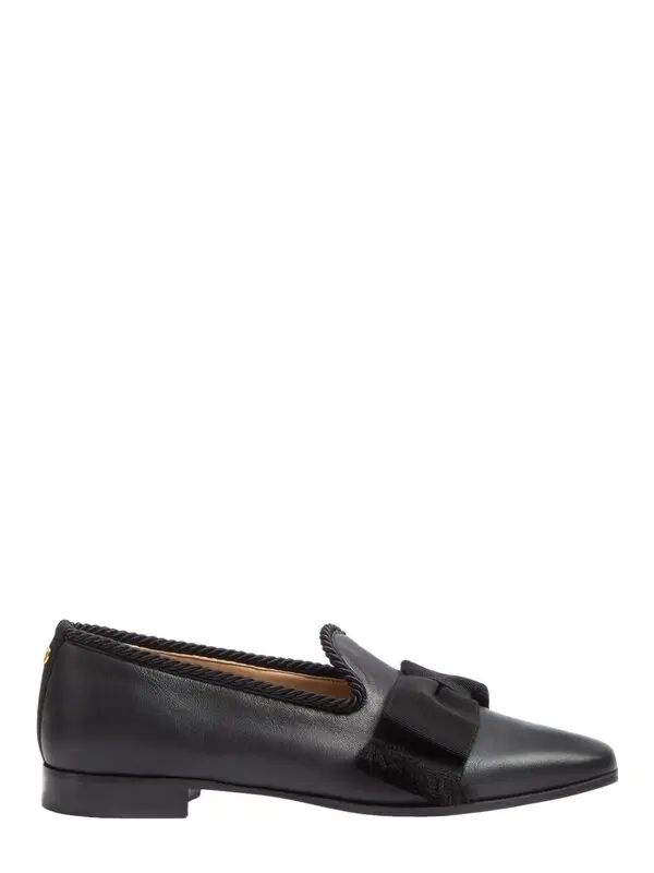 Valentino Garavani Leather Fringe Detailed Slip-on Loafers - Black