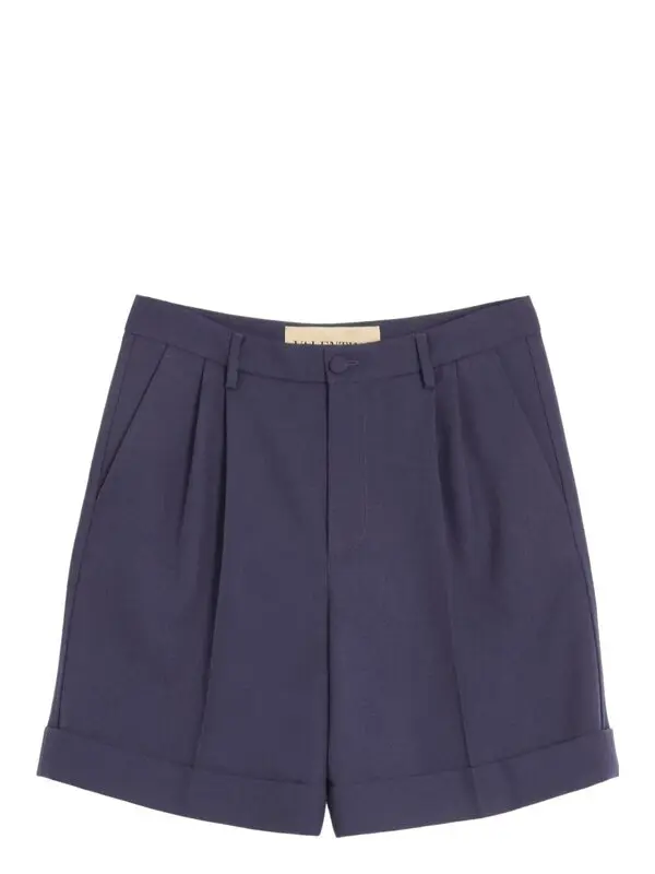 Valentino Garavani Cuffed Wool Bermuda Shorts - Blue