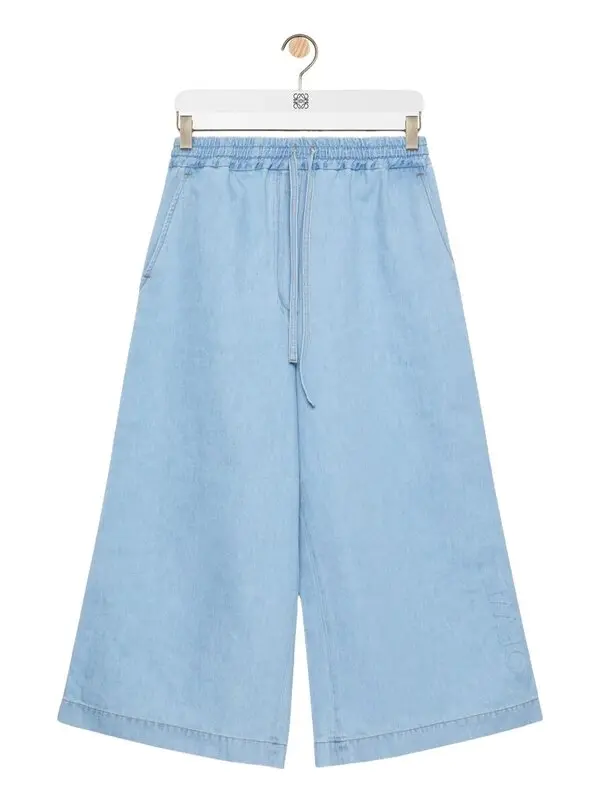 Loewe Cropped Wide-leg Trousers - Denim Blue