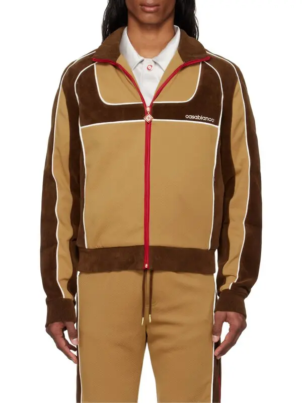 Casablanca Chenille Panelled Track Jacket - Brown