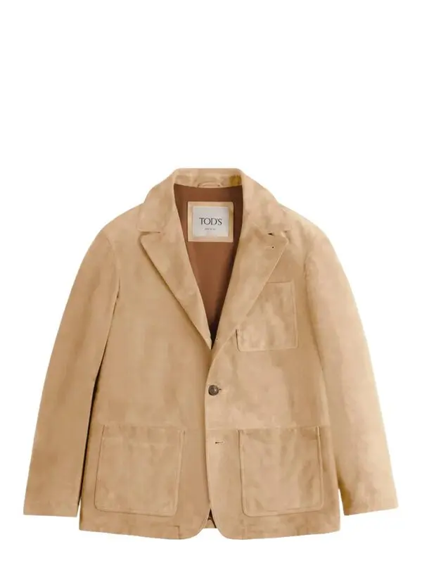 TOD'S Pashmy Suede Blazer With T-stitch Detailing - Light Brown