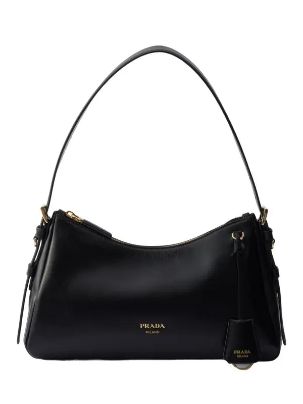 Prada Aimée Medium Leather Shoulder Bag - Black