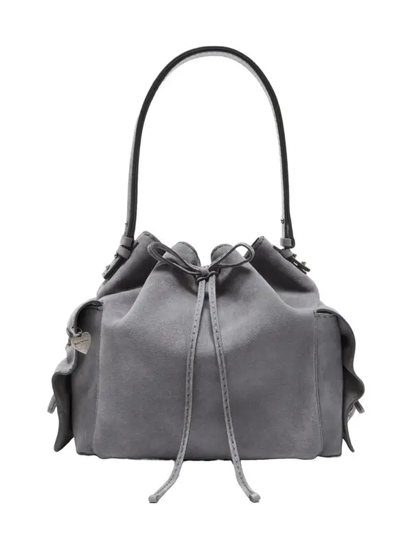 Acne Studios Ruffled Leather Shoulder Bag - Cool Grey