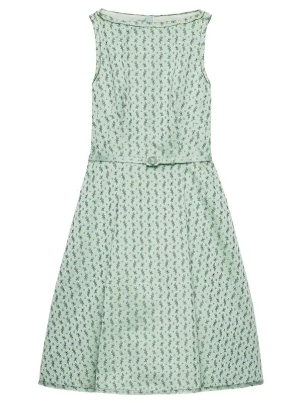 Prada Floral Print Duchess Dress - Chlorophyll