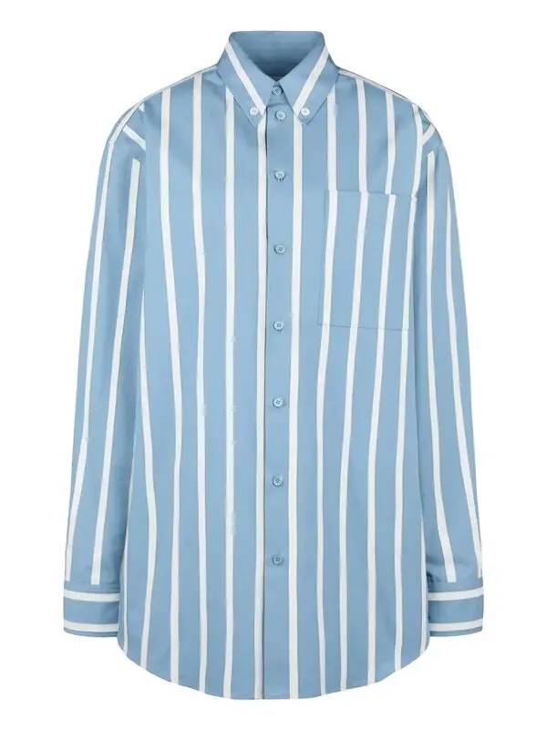TOD'S Long-sleeved Striped Shirt With Classic Collar - Blue