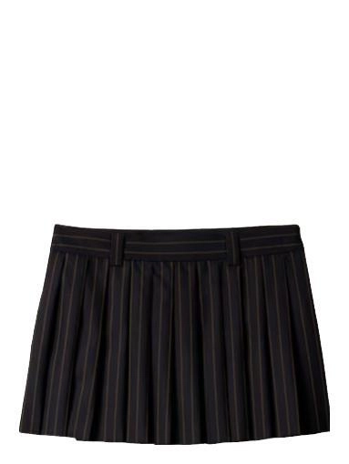 Miu Miu Pleated Pinstripe Mini Skirt - Blue
