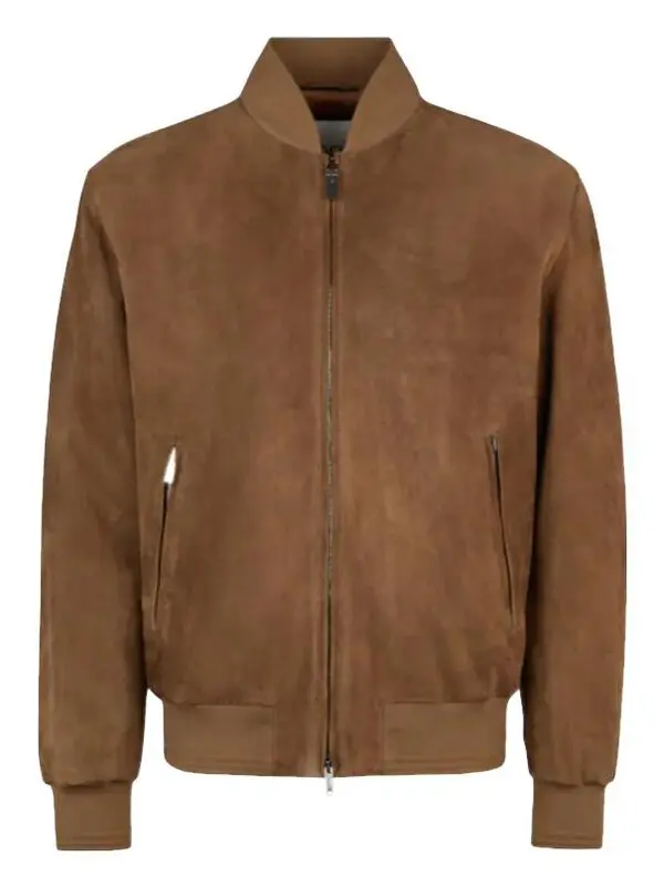 TOD'S Suede Bomber Jacket With Zip Fastening - Brown