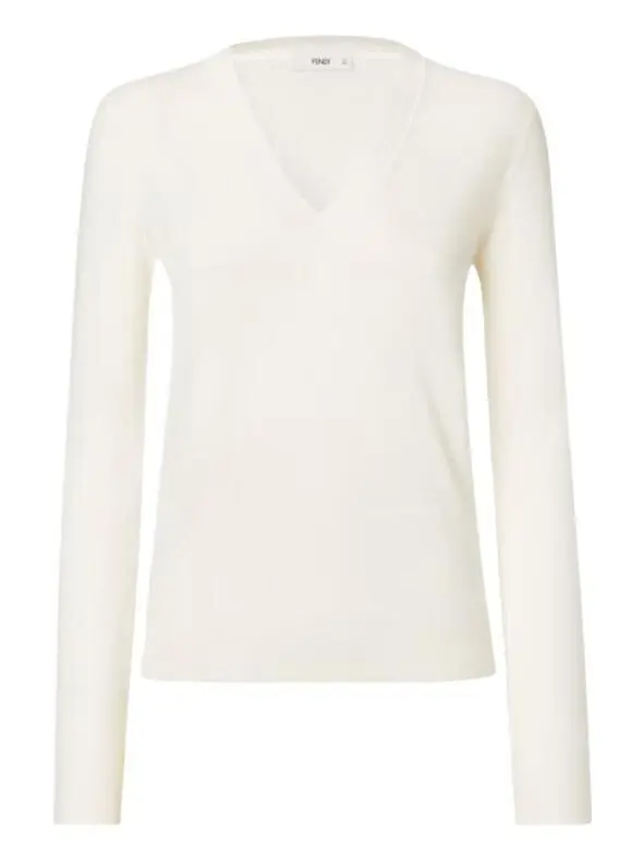 Fendi Slim Fit Jumper With Embroidered Logo And Contrast Stitching - No