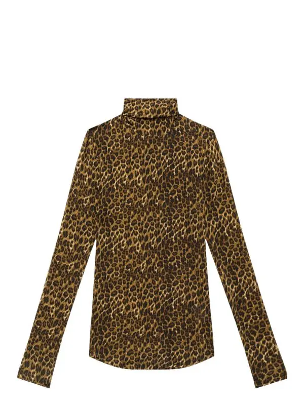 Isabel Marant Étoile Joyela Leopard Print Turtleneck Top - Brown