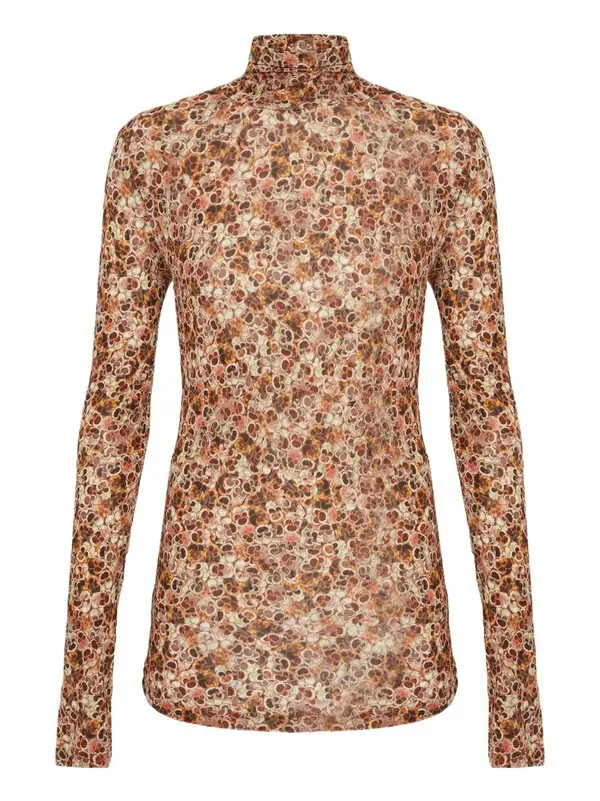 Isabel Marant Étoile Multicolored Printed Knitted High Neck Top - Nude