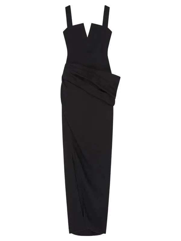 Givenchy V-neck Draped Dress - Black