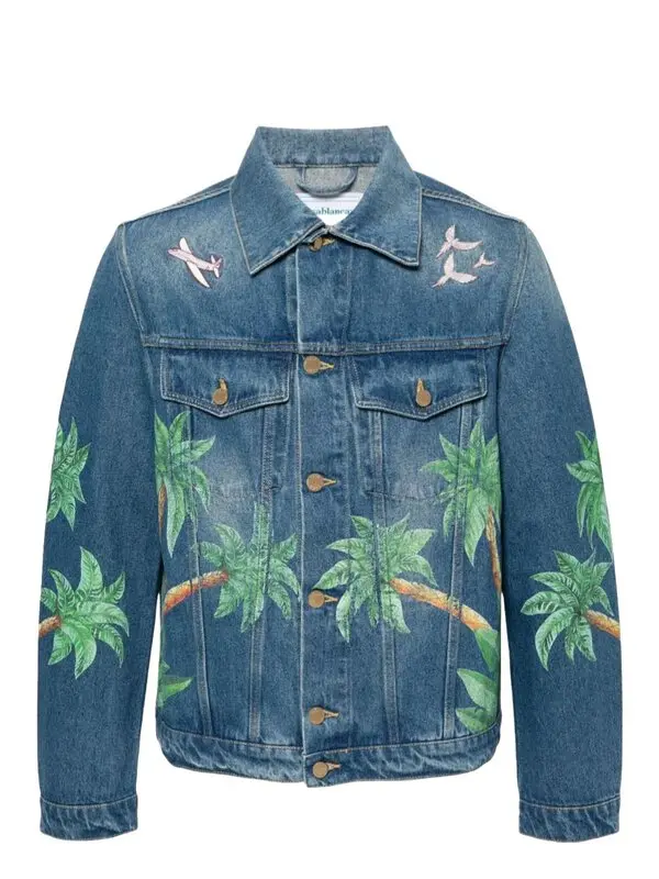 Casablanca Tennis Club Washed Denim Jacket - Blue