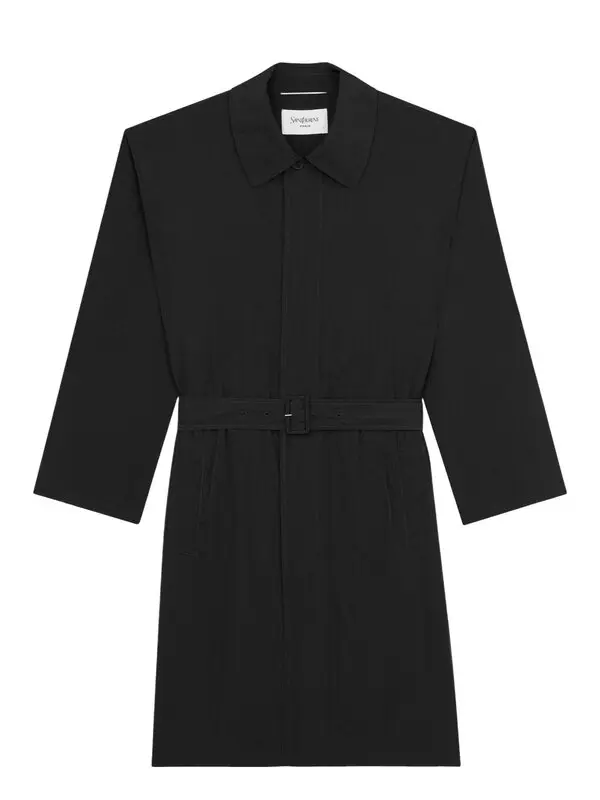 Saint Laurent Water-repellent Crinkled Nylon Trench Coat - Black