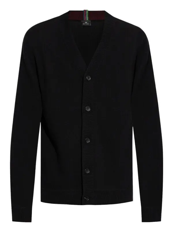 Paul Smith Merino Wool V-neck Cardigan - Black